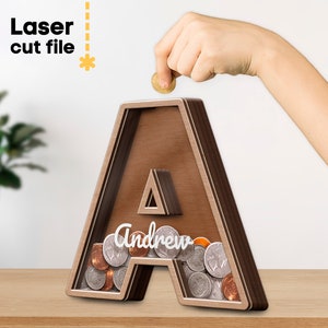 Alphabet Piggy Bank SVG Laser Cut File for Glowforge Name Coin Bank ...