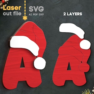 Santa Hat Alphabet SVG. Laser Cut File for Glowforge, Christmas Hat ...