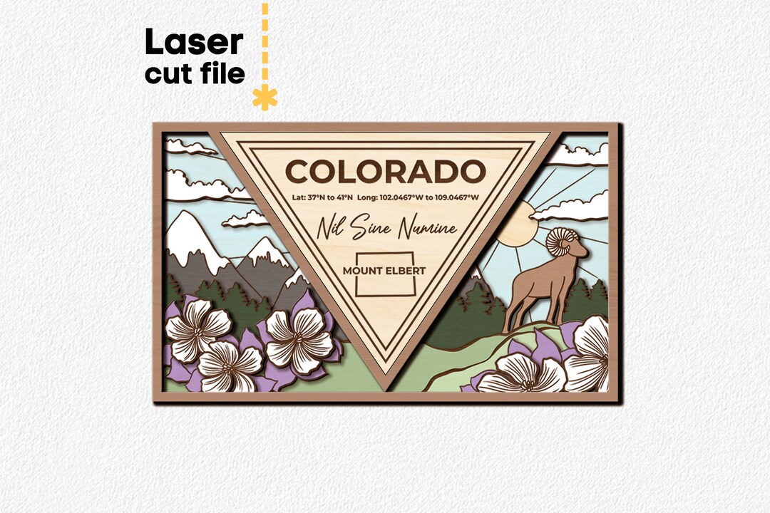 Colorado SVG Laser Cut File for Glowforge American States. - Etsy Hong Kong