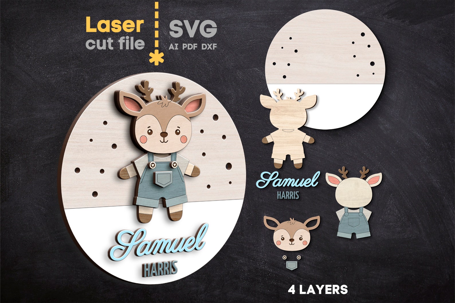 Baby Name Sign SVG Bundle. Laser Cut File for Glowforge, Animals Fox ...