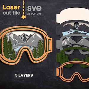 Ski Mask Ornament SVG. Laser Cut File for Glowforge, Mountains, River ...