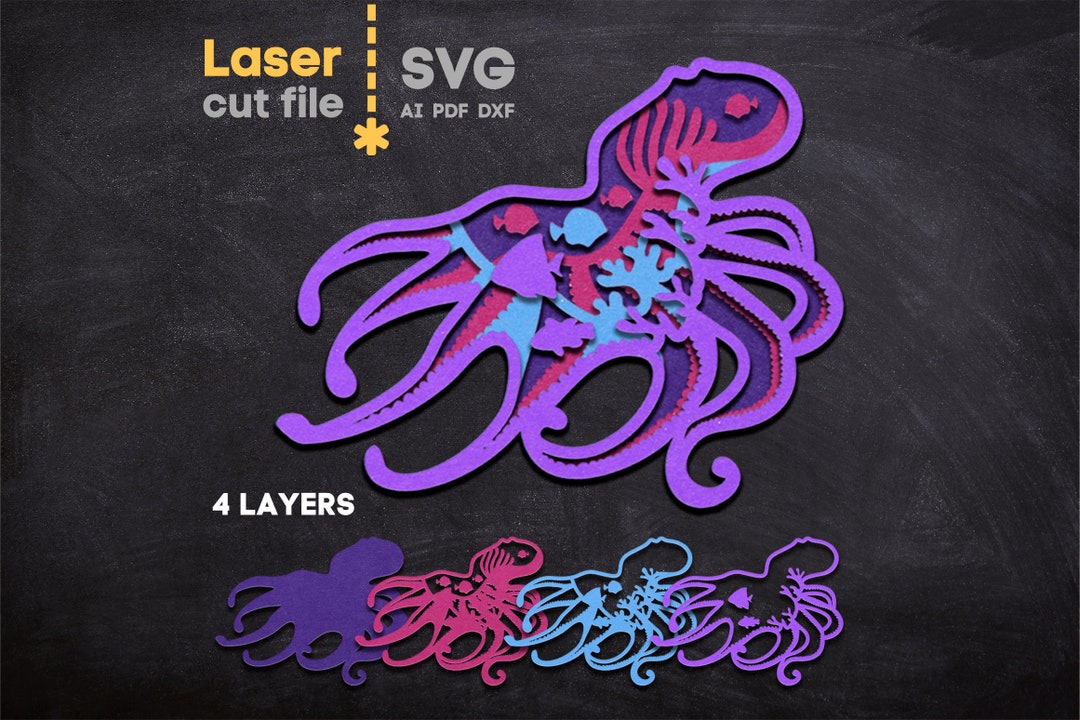 Octopus SVG Laser Cut File Glowforge Cricut Sea Creatures Ornament ...