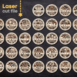 Sport SVG Bundle Laser Cut File for Glowforge Monogram Baseball Hockey ...