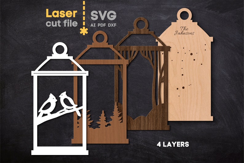Merry Christmas Lantern SVG Bundle. Laser Cut File for Glowforge, Deer ...