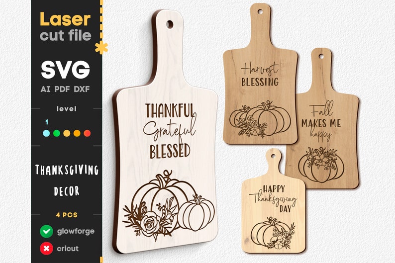 Thanksgiving Day SVG. Laser Cut File for Glowforge, Cutting Board ...