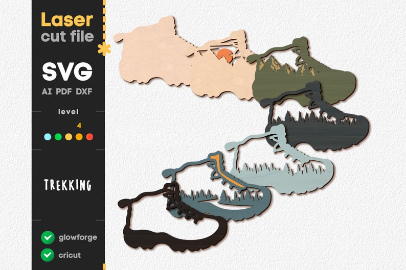 Camping SVG. Laser Cut File for Glowforge, Boot High Shoe Fire Bonfire ...