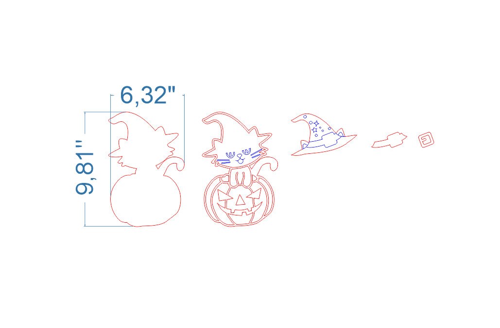 Halloween SVG Bundle. Laser Cut File for Glowforge, Black Cat Hat Bat ...