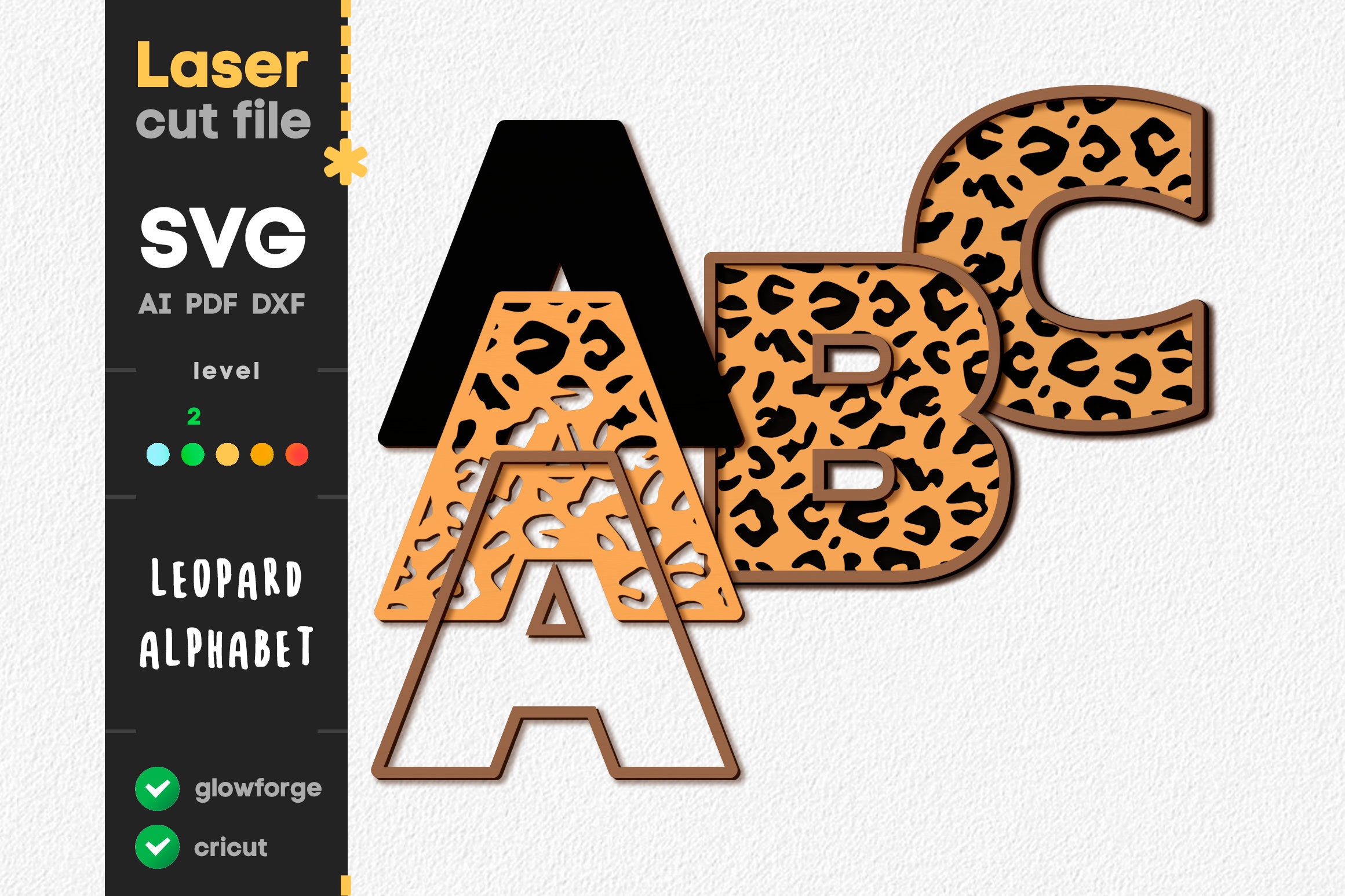 Leopard Alphabet SVG. Laser Cut File for Glowforge Cricut - Etsy UK
