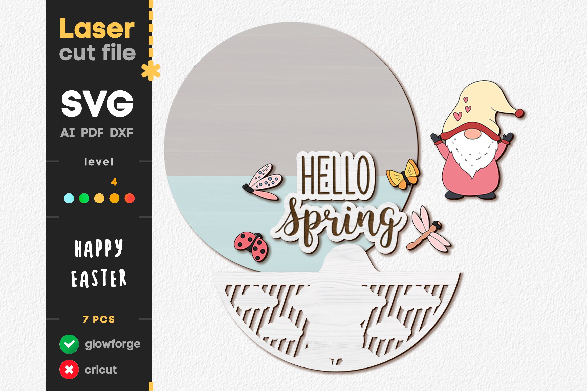 Easter Spring SVG Bundle. Laser Cut File for Glowforge Cricut, Gnome ...