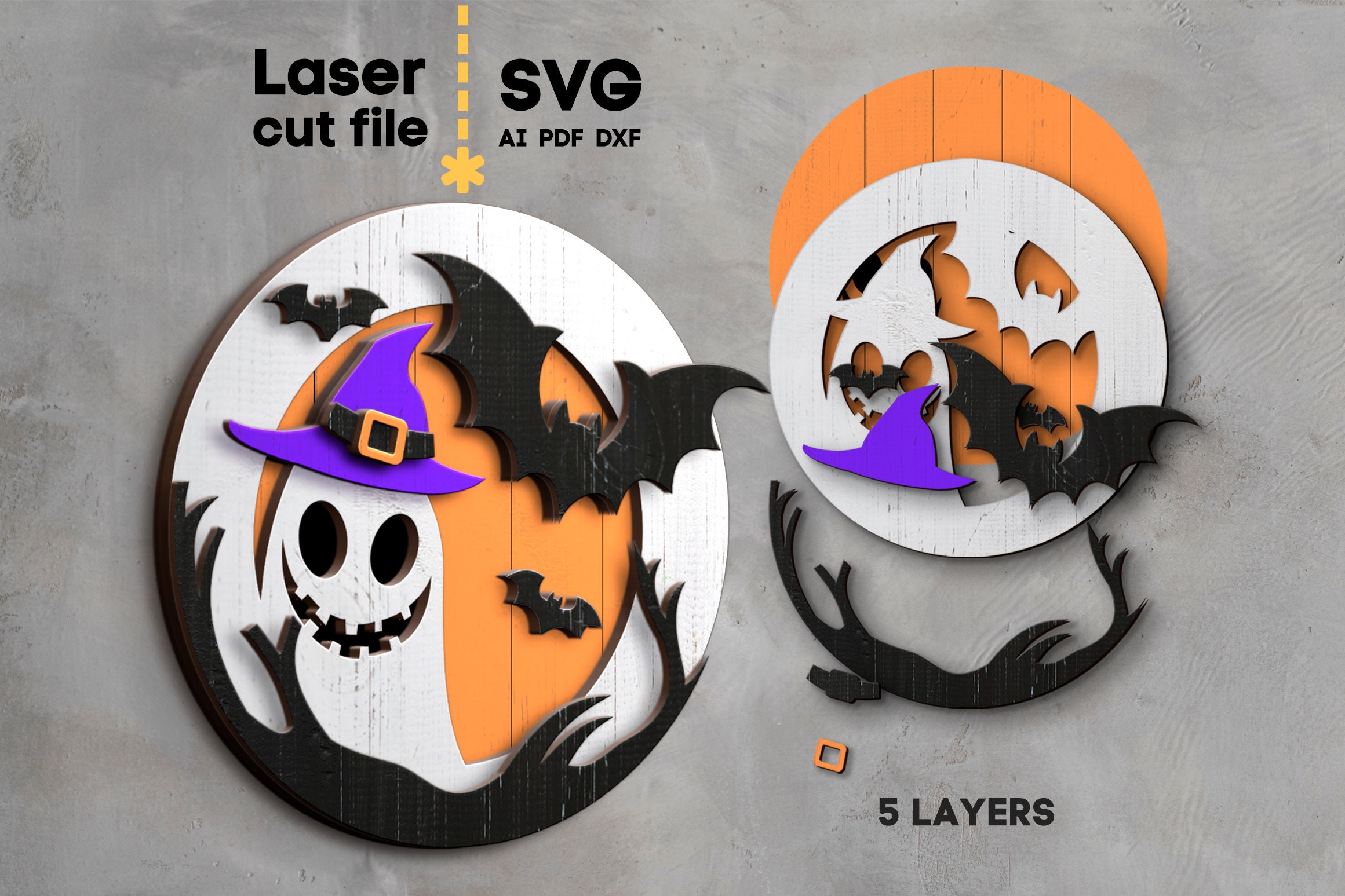 Halloween SVG Bundle. Laser Cut File for Glowforge, Black Cat Hat Bat ...