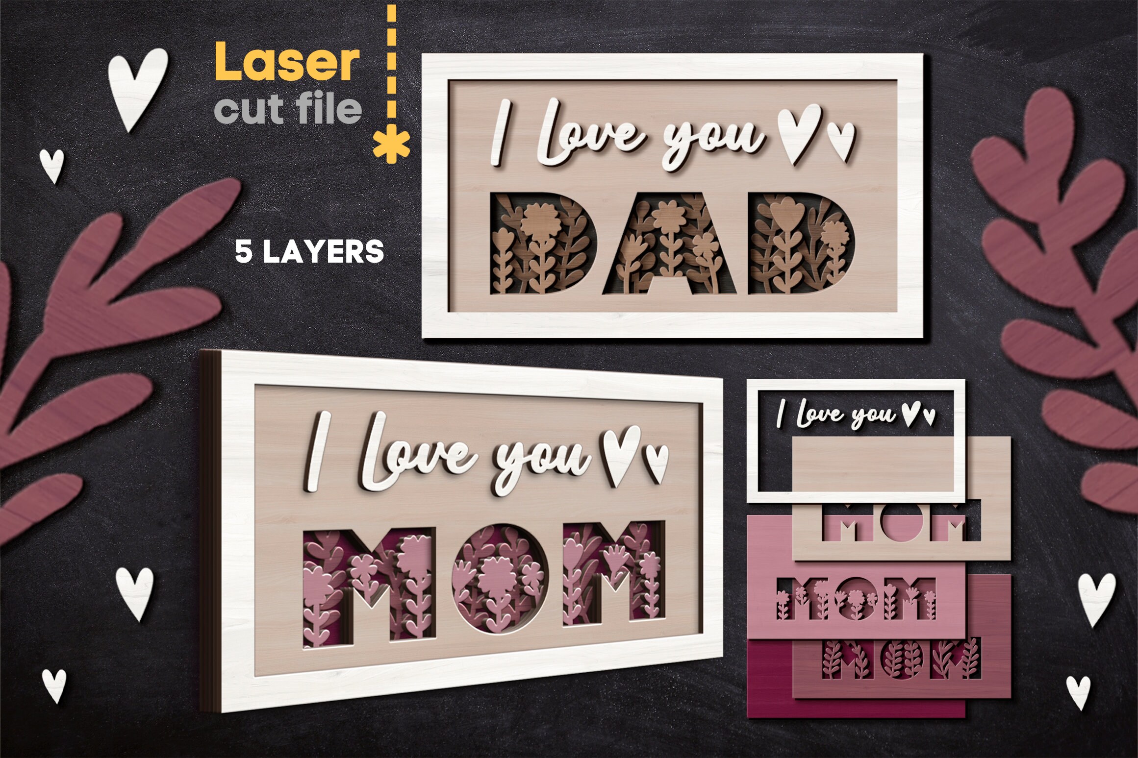 Mom Dad SVG Bundle. Laser Cut File for Glowforge Cricut - Etsy Canada