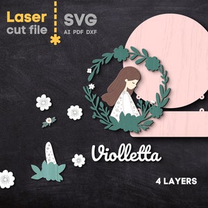 Girl Baby Name Sign SVG. Laser Cut File for Glowforge, Girl Name Tag ...