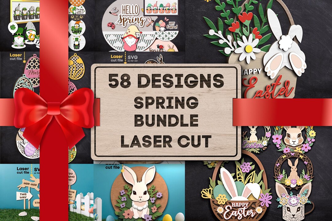 58 Spring Designs SVG Bundle. Laser Cut File for Glowforge, Easter ...