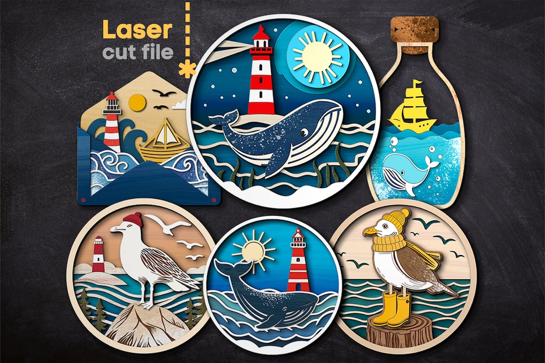Sea Ornaments SVG Bundle. Laser Cut File for Glowforge, Ocean ...
