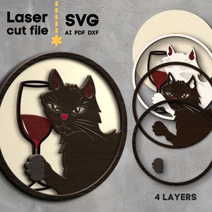 Drinking Animals SVG Bundle. Laser Cut File for Glowforge, Cat & Dog ...