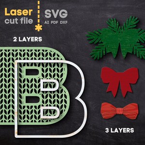Knitting Christmas Alphabet SVG. Laser Cut File for Glowforge, Candle ...