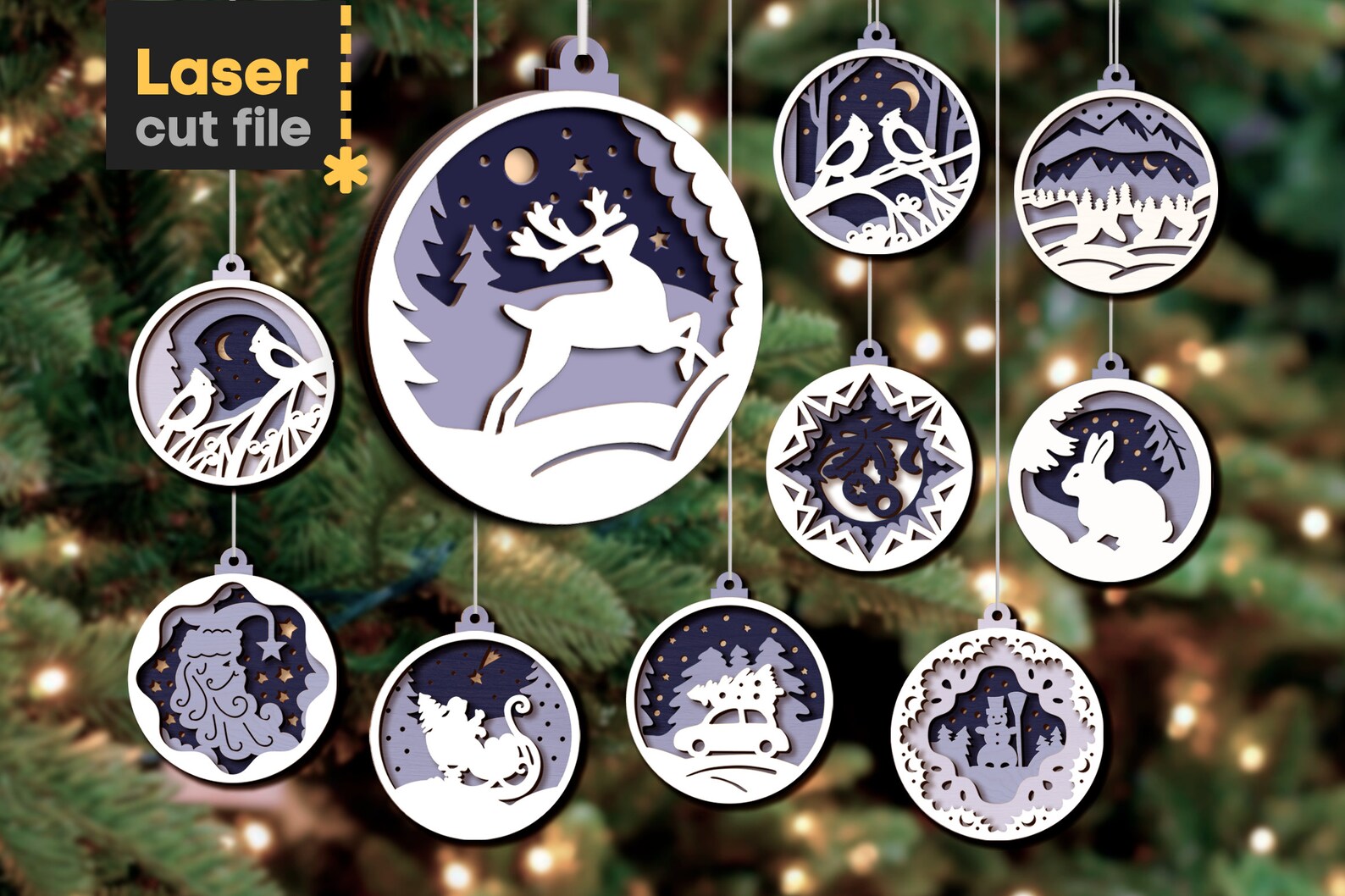 Christmas Tree Toys SVG Bundle. Laser Cut File for Glowforge - Etsy