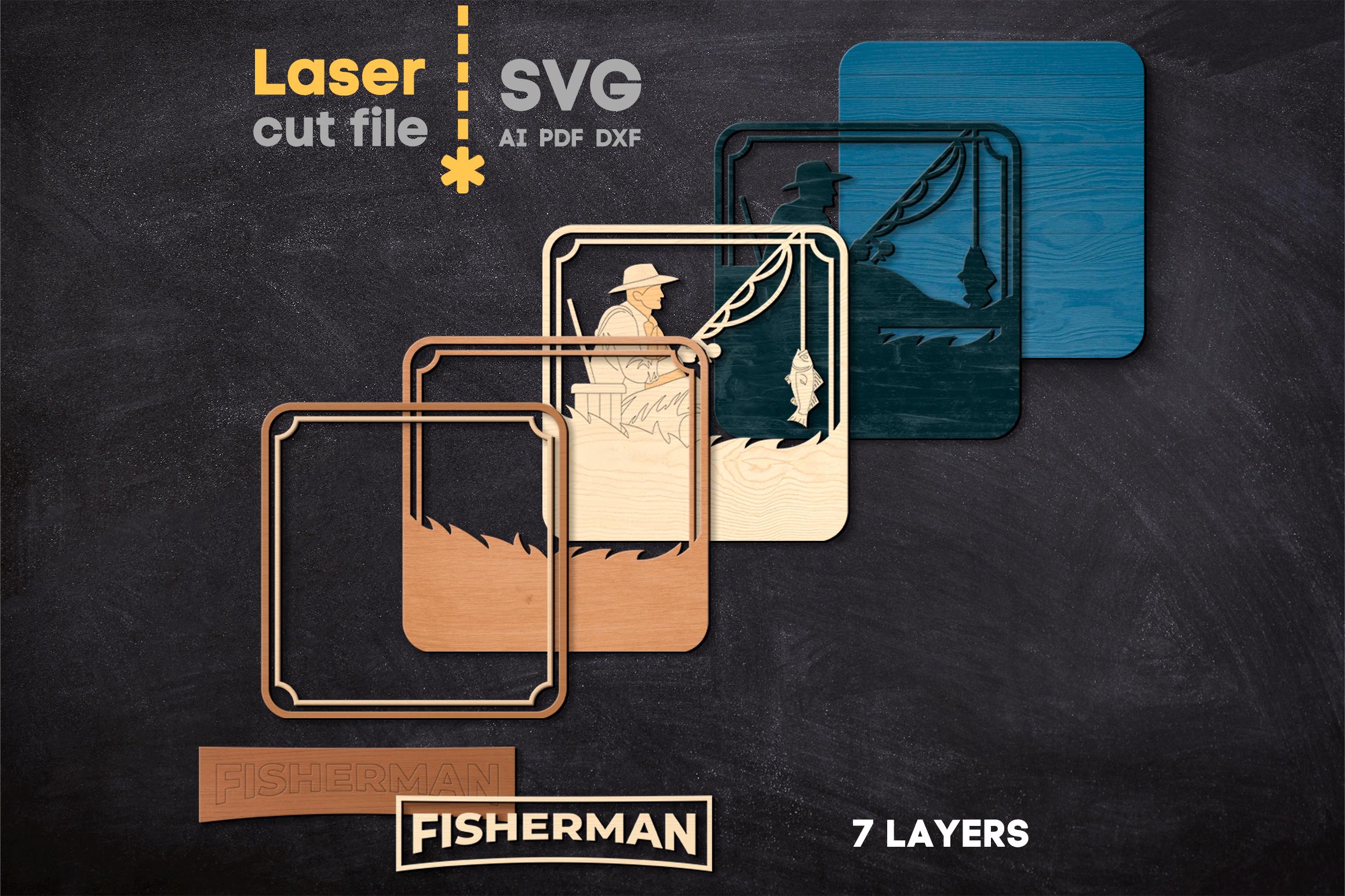 Fishing SVG Bundle. Laser Cut File for Glowforge, Nature Fisherman Fish ...