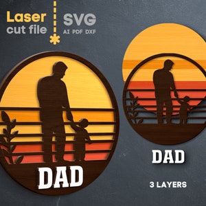 Dad SVG Bundle. Laser Cut File for Glowforge, Dad and Children Father ...