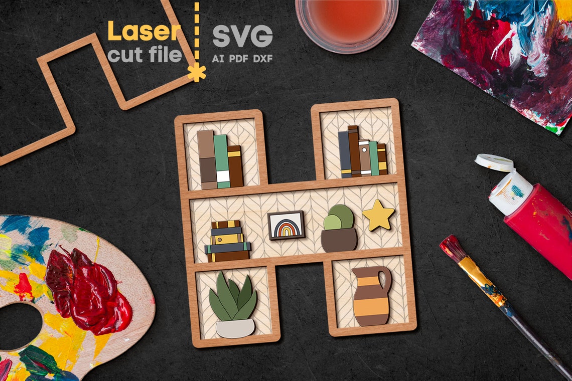 Home SVG. Laser Cut File for Glowforge, Letters Home Sign Shelf With ...