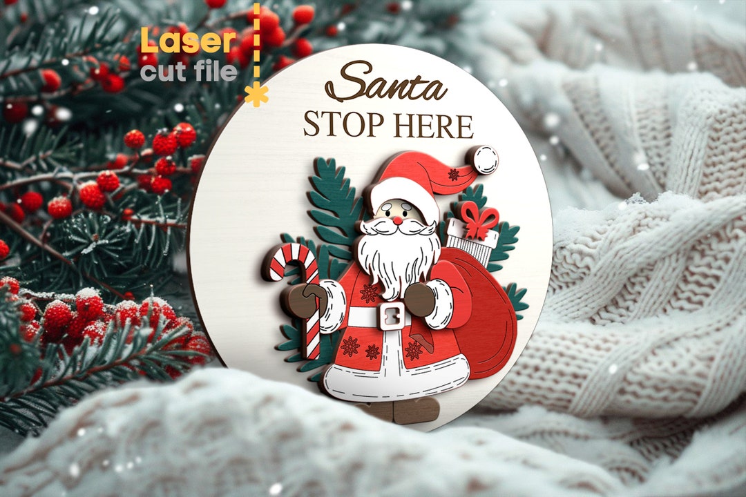 Santa Claus Ornament SVG. Laser Cut File for Glowforge, Christmas Decor ...