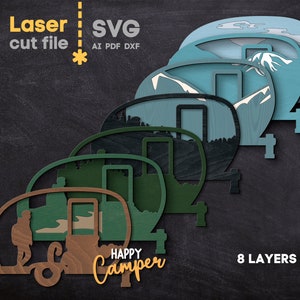 Camping Trailer SVG. Laser Cut File for Glowforge, Motorhome, Happy ...