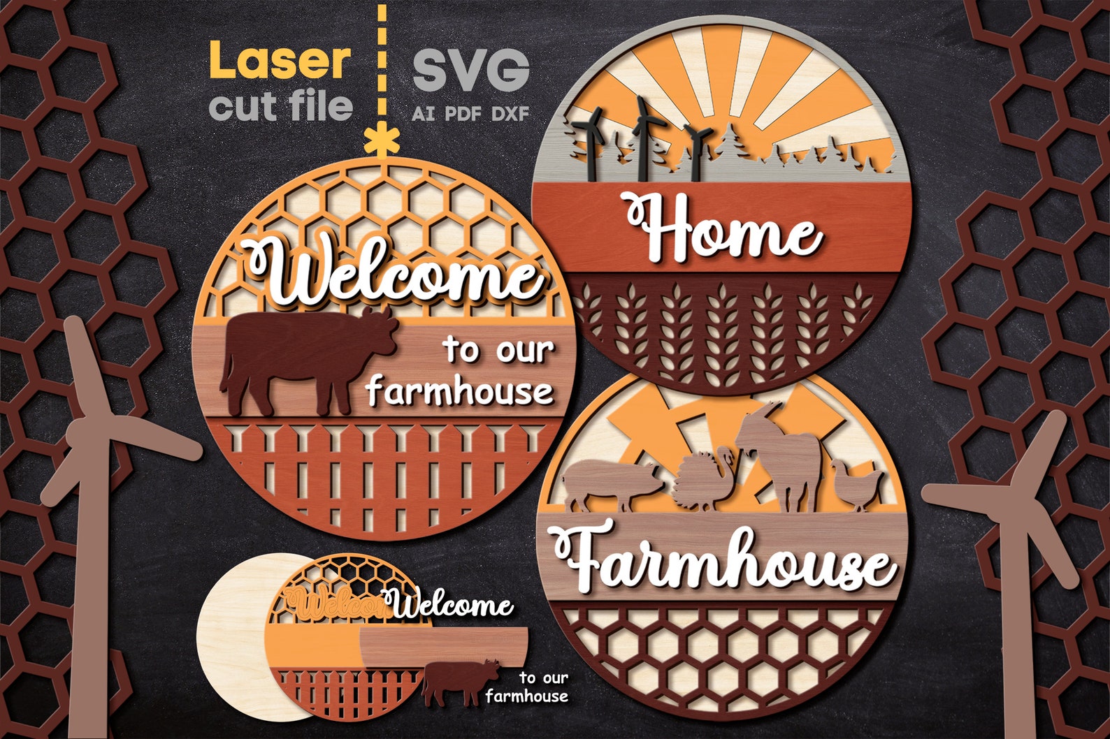 Farmhouse SVG Bundle. Laser Cut File for Glowforge Farm Decor Windmill ...