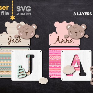 Baby Name Sign SVG Bundle. Laser Cut File for Glowforge, Set Nursery ...