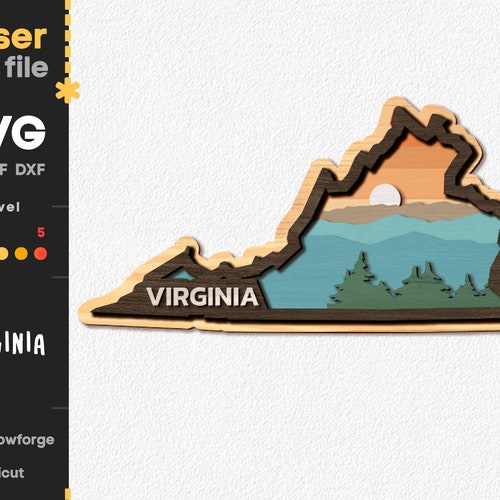 Virginia Outline Typography Files SVG DXF Silhouette Cricut - Etsy