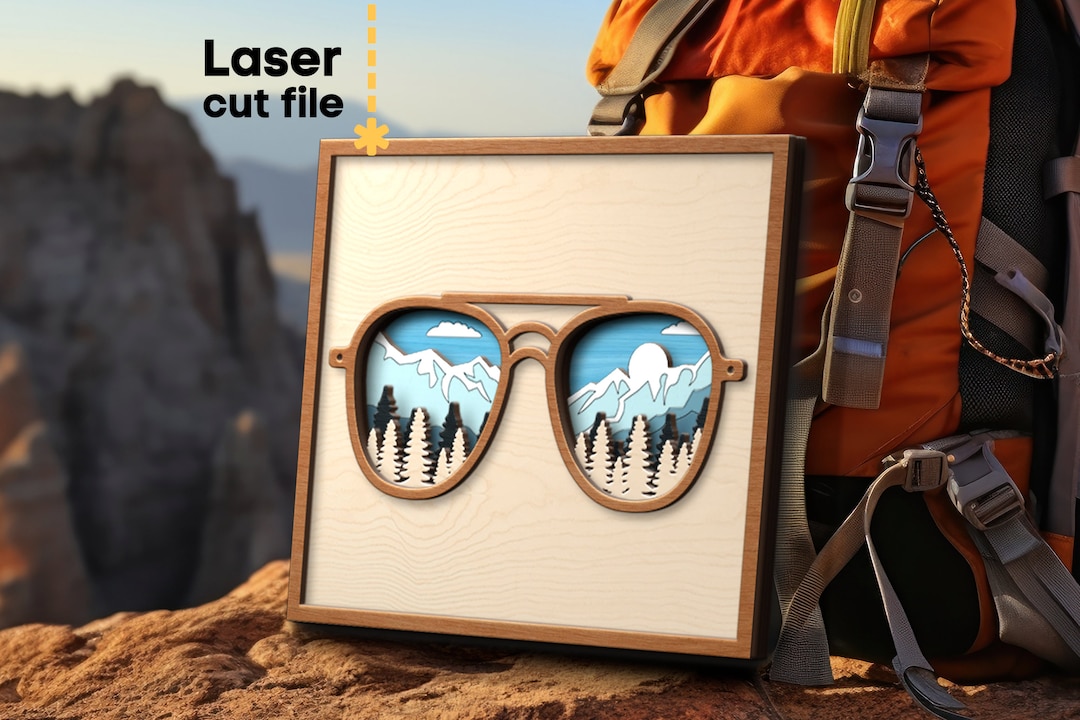 Glasses SVG. Laser Cut File for Glowforge, Winter Mountains Camping ...