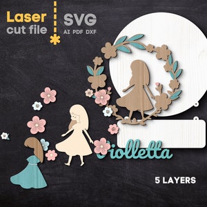 Girl Baby Name Sign SVG Bundle. Laser Cut File for Glowforge, Girl Name ...