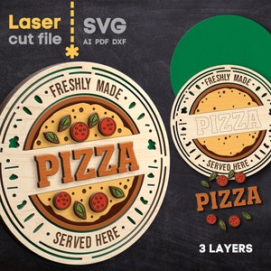 Pizza SVG. Laser Cut File for Glowforge, Fast Food, Freshly Made ...