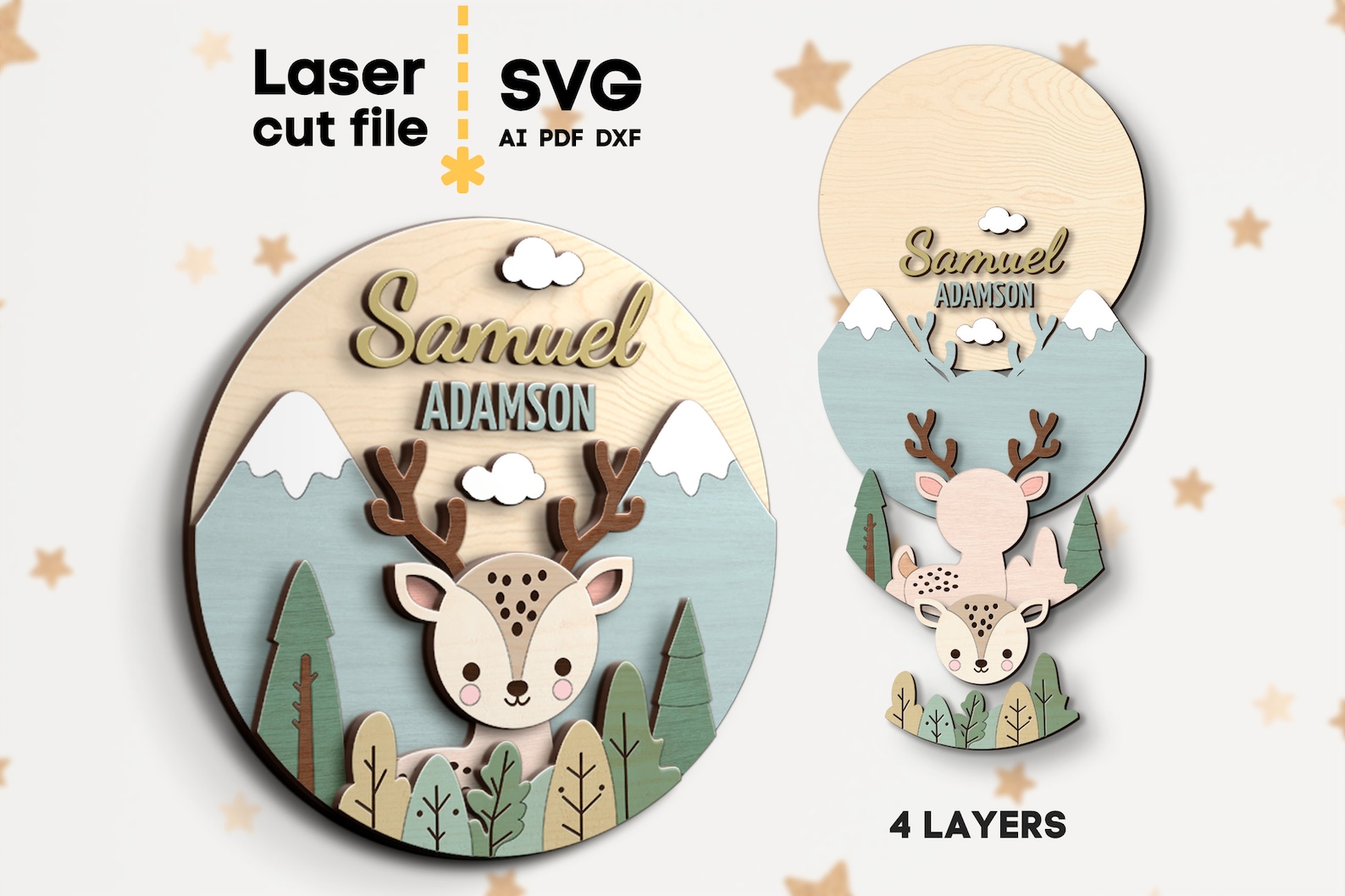 Baby Name Sign SVG Bundle. Laser Cut File for Glowforge, Fox Whale Bear ...