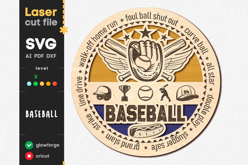 Baseball SVG Laser Cut File for Glowforge Sport Monogram - Etsy