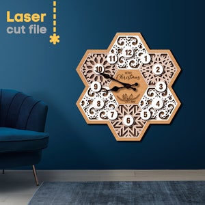 Christmas Wall Clock SVG Laser Cut File for Glowforge. Snowflake ...