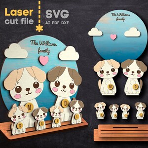 Dog Family Statuette SVG. Laser Cut File for Glowforge Cricut ...