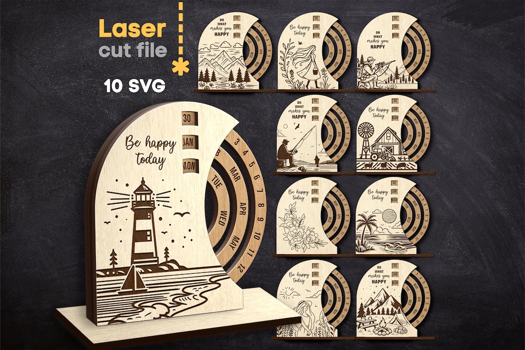 Perpetual Calendar SVG Bundle. Laser Cut File for Glowforge, Nature ...