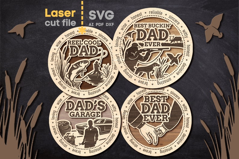 Father's Day SVG Bundle. Laser Cut File for Glowforge, Dad Daddy Papa ...
