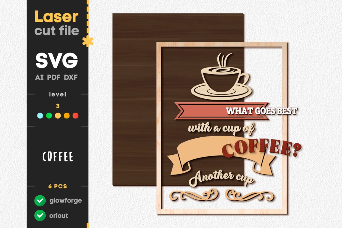 Coffee Sign SVG Bundle. Laser Cut File for Glowforge Cricut | Etsy
