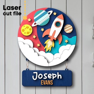 Baby Name Sign SVG Bundle. Laser Cut File for Glowforge, Space Astronaut Rocket Star Nursery ...