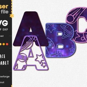 Space Alphabet SVG. Laser Cut File for Glowforge Cricut, Planets ...