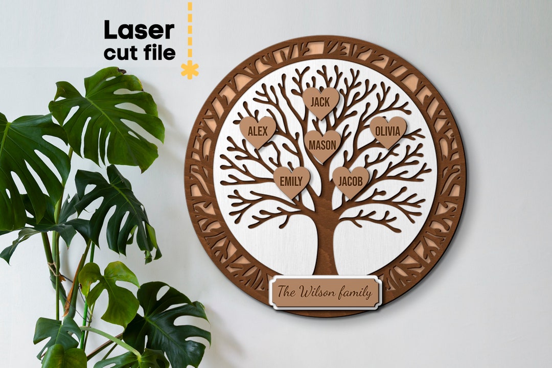 Family Tree SVG. Laser Cut File for Glowforge, Mother's Day Gift, Wall ...