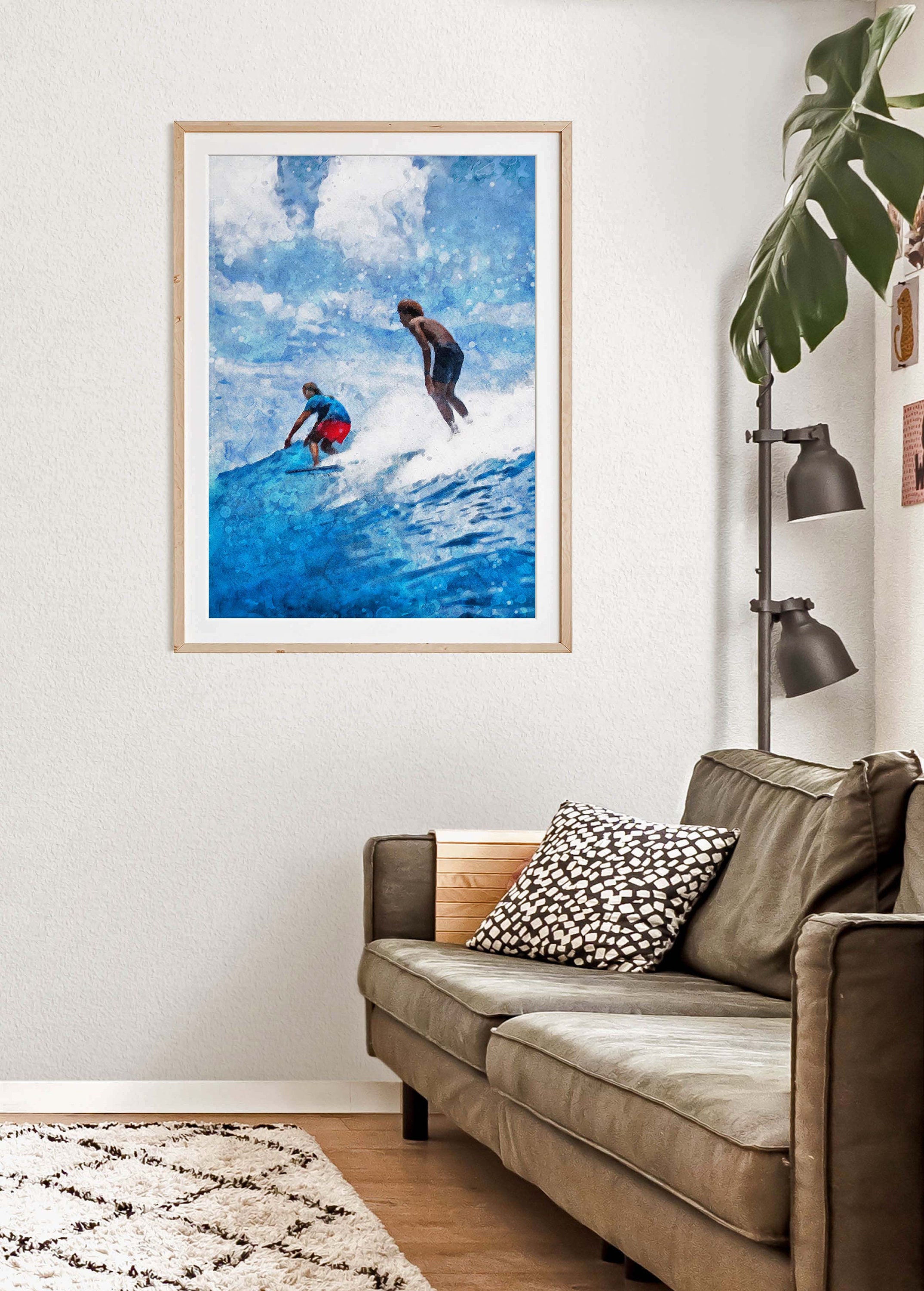Surfing Tropical Blue Ocean Printable Wall Art Poster - Etsy
