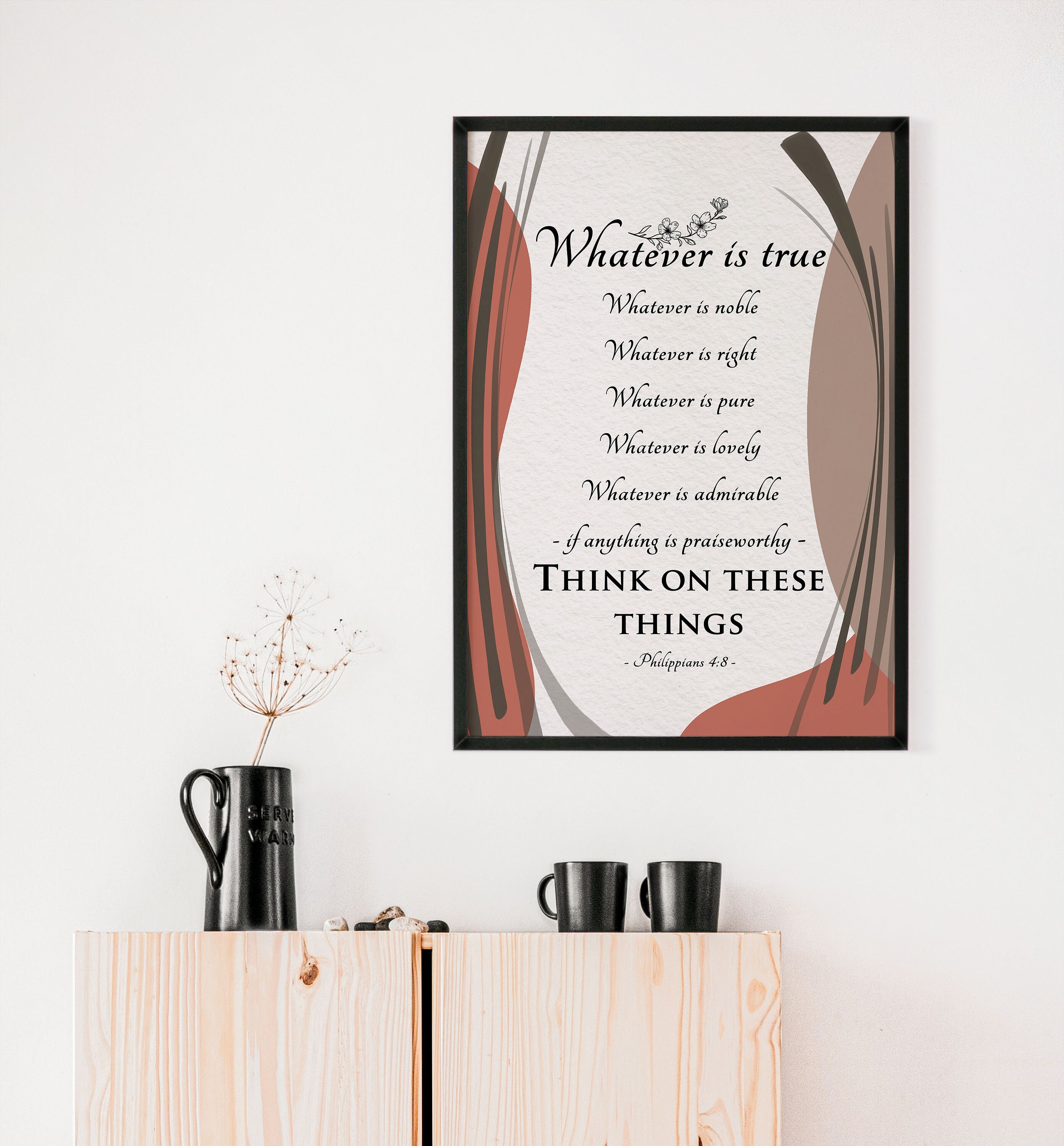 Philippians 4:8 Artwork, Think on These Things, Bible Home Decór, Bible ...
