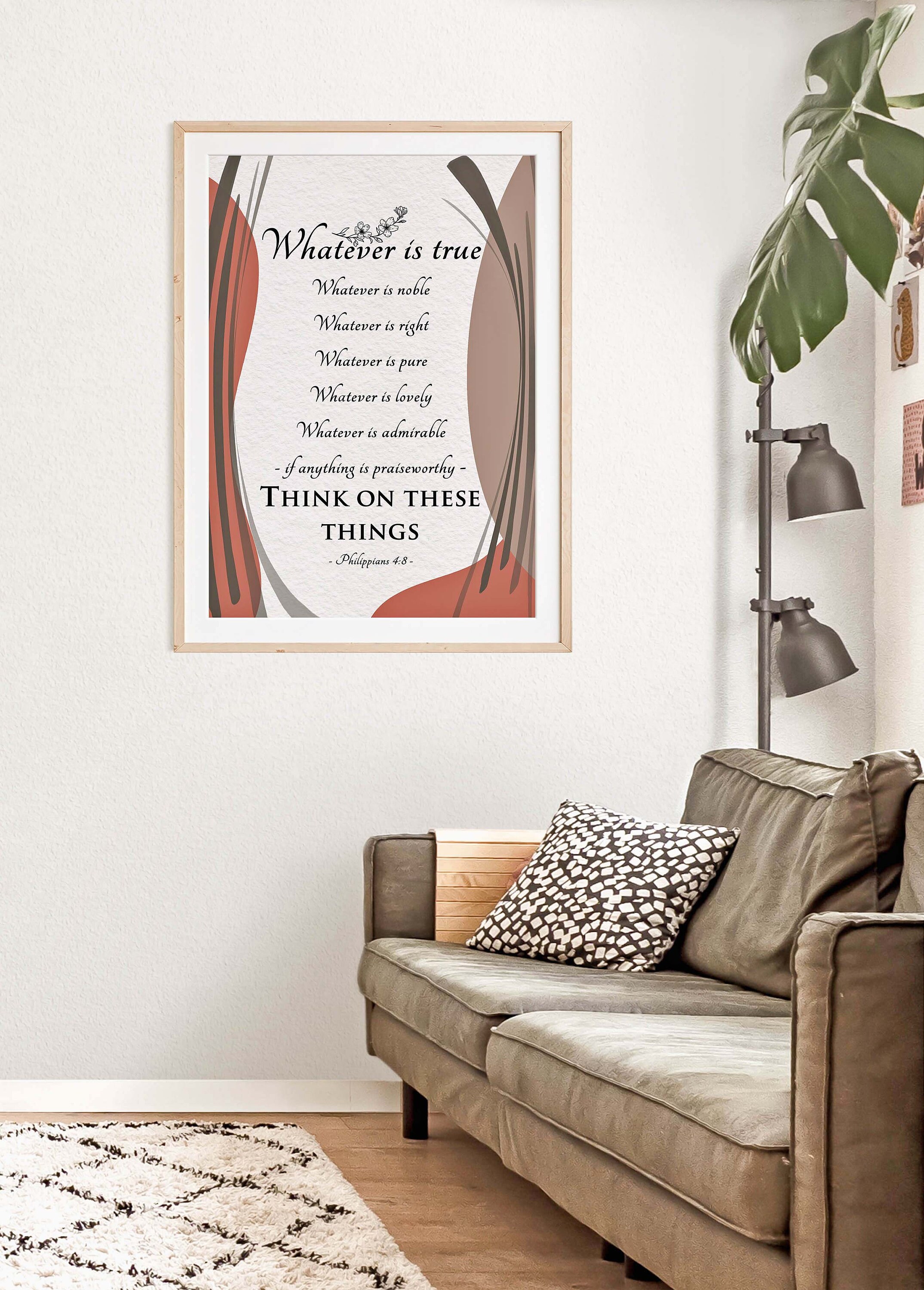 Philippians 4:8 Artwork, Think on These Things, Bible Home Decór, Bible ...