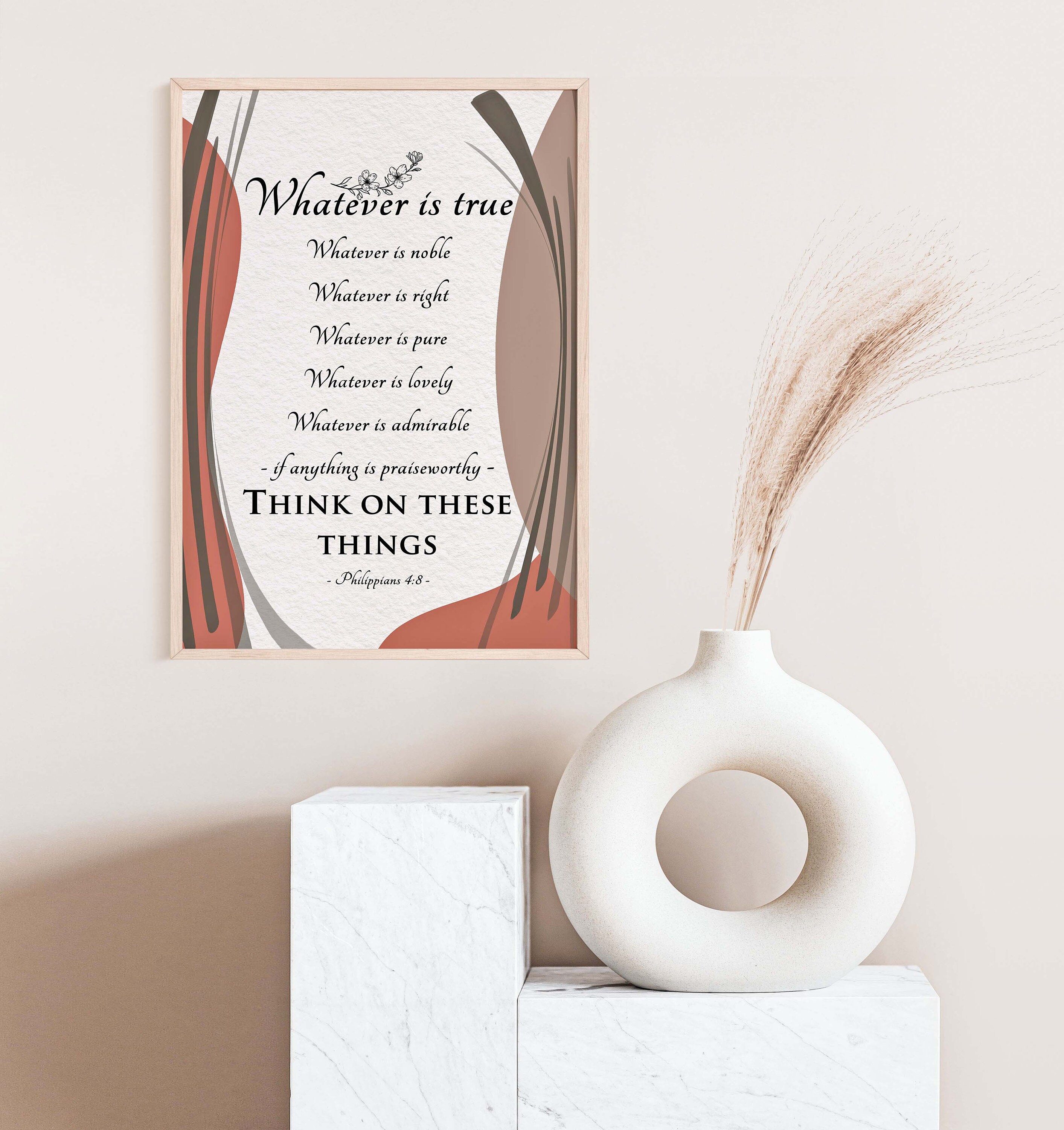 Philippians 4:8 Artwork, Think on These Things, Bible Home Decór, Bible ...