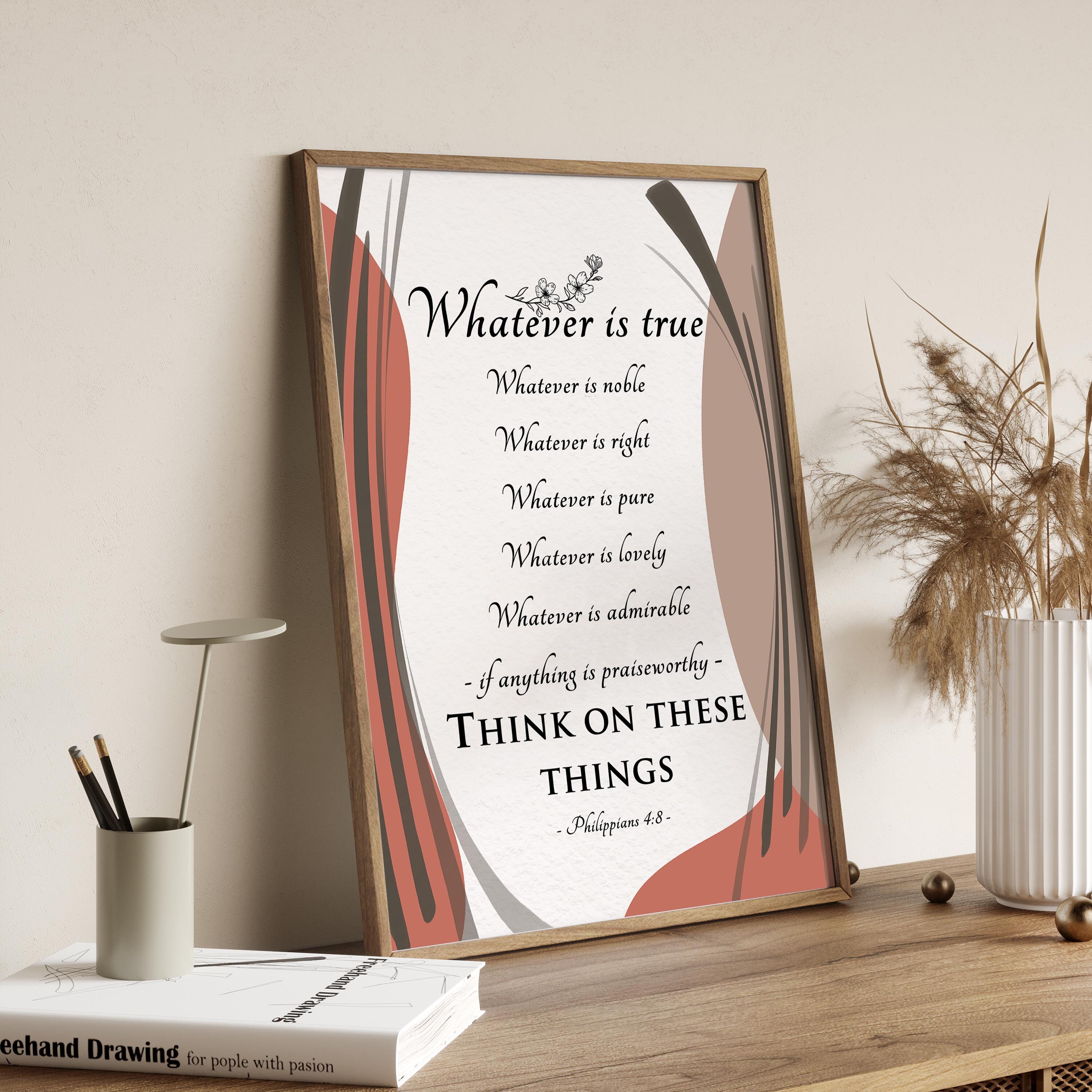 Philippians 4:8 Artwork, Think on These Things, Bible Home Decór, Bible ...