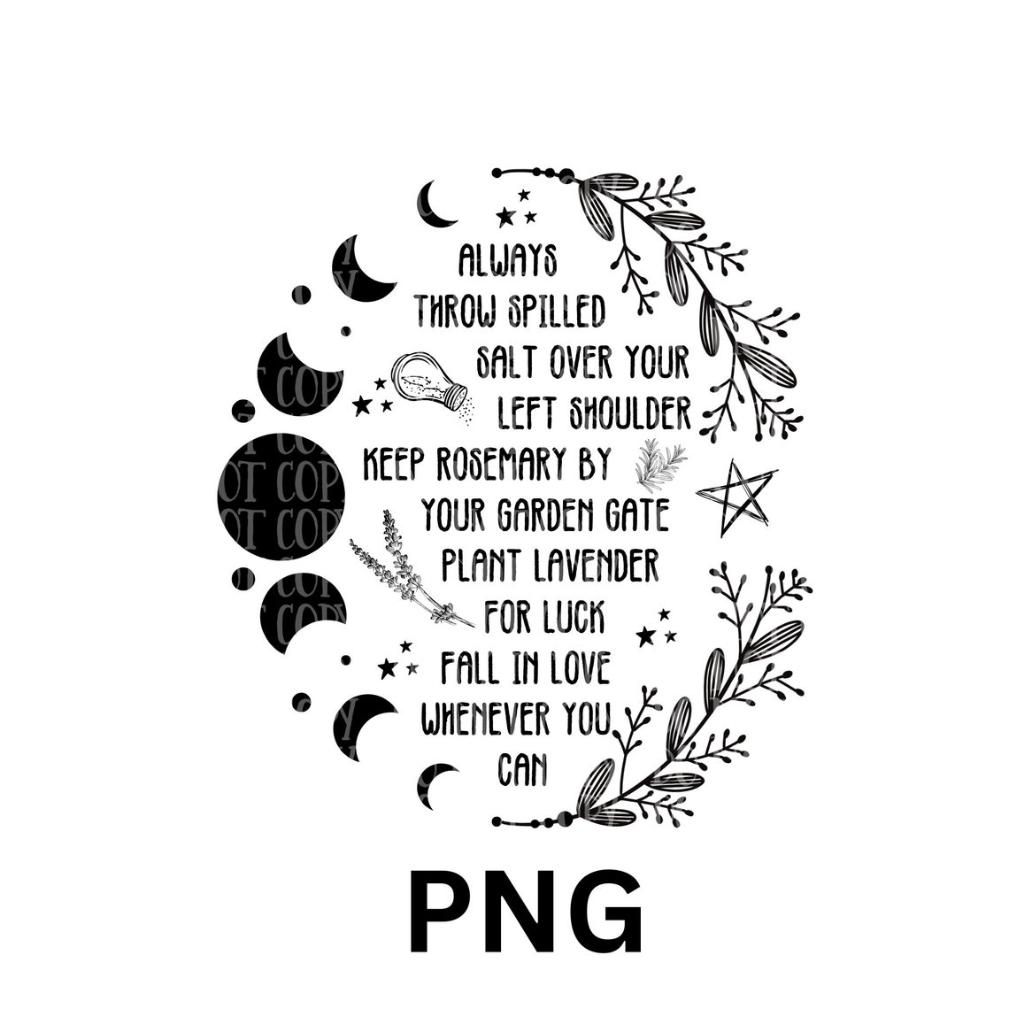 Practical Magic, Mantra, Salt, Rosemary, Lavender, Luck, Witch, Digital ...