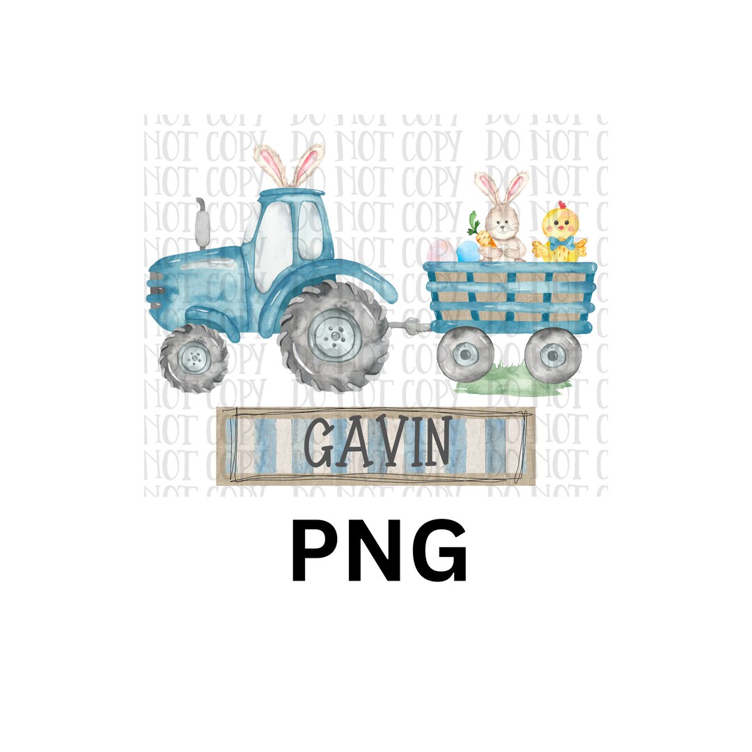 Easter Blue Tractor Watercolor Digital File, Instant Download, 300 DPI ...