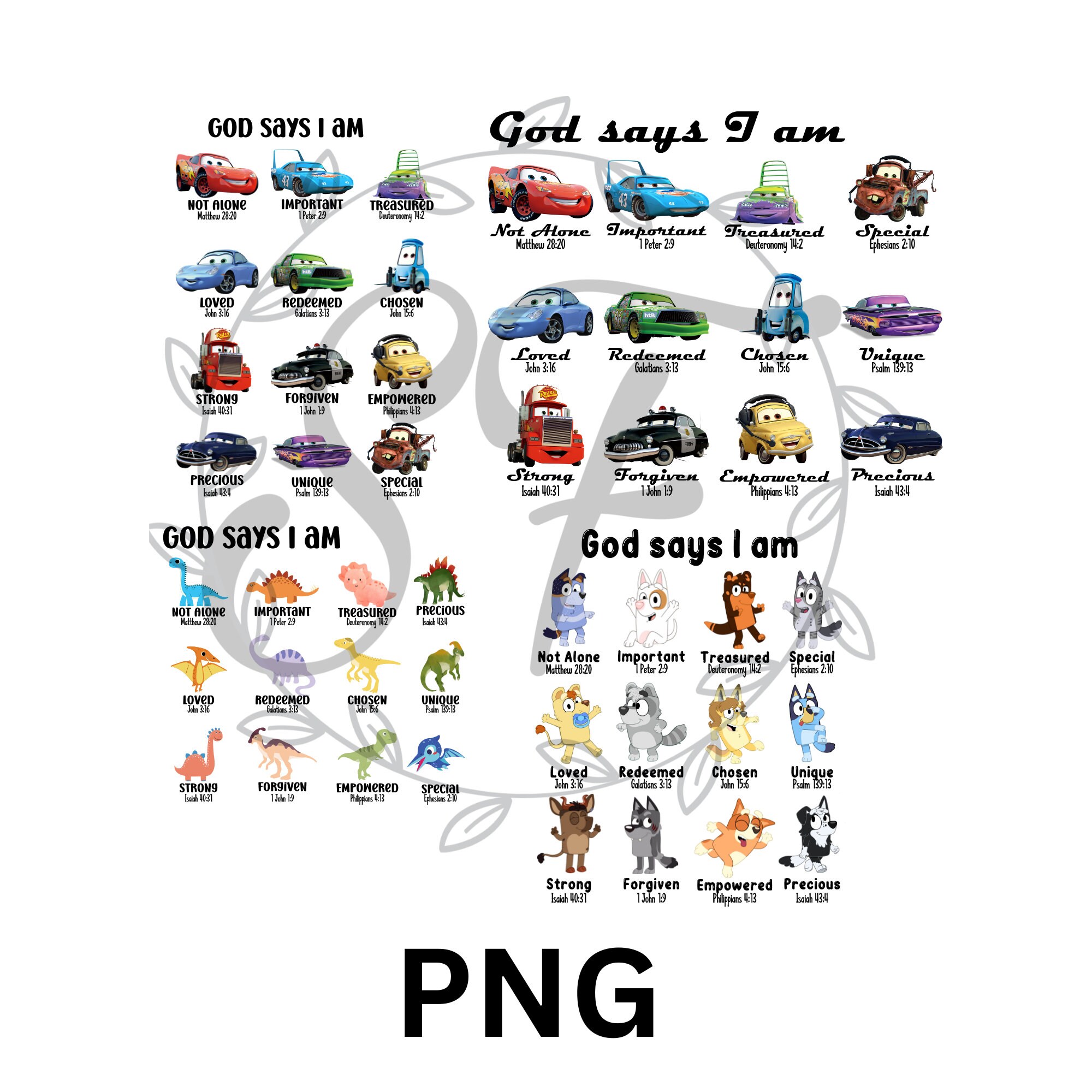 God Says I Am...bundle, Bible Verse Png Digital File, Instant Download ...